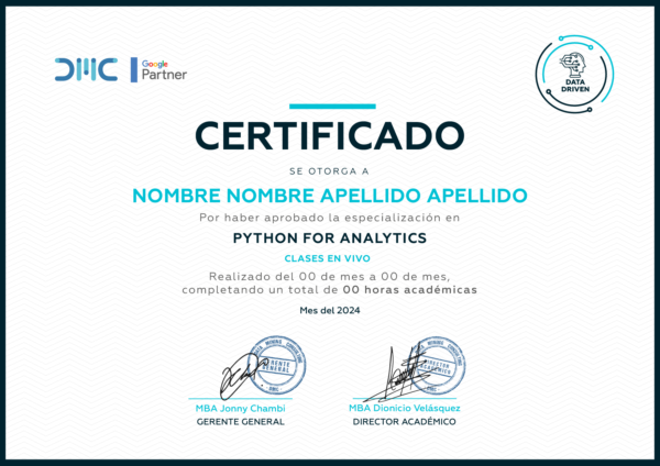 Especialización en Python for Analytics - DMC Institute